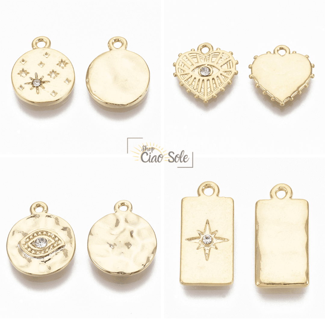 Dijes modelos variados con cristal Rhinestone, chapado en oro real 18k